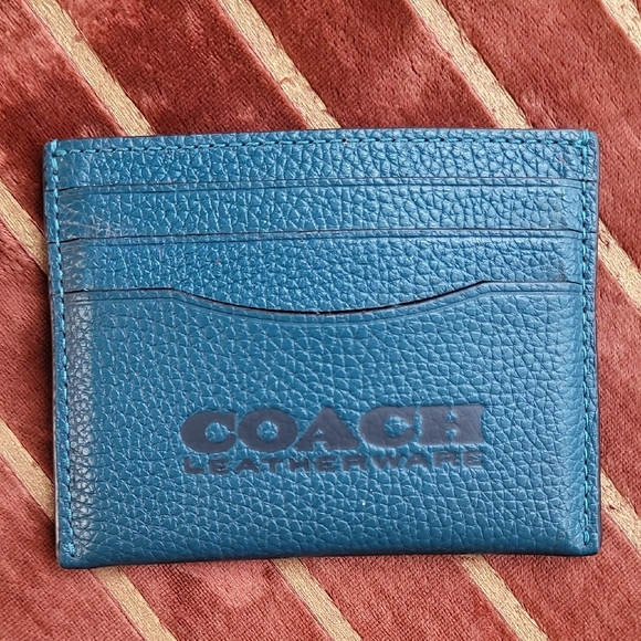 Coach | Accessories | Coach Blue Pebbled Leather Key Card Holder | Poshmark